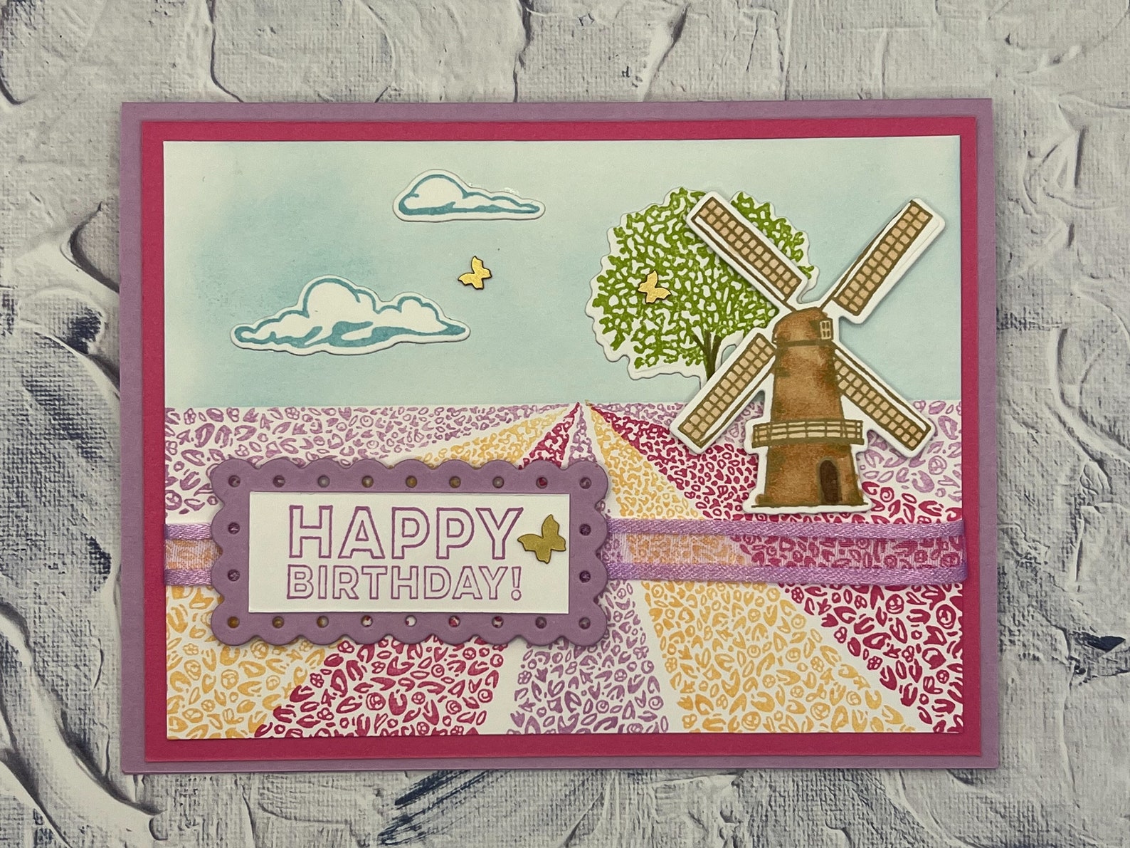 Handmade Tulip Fields Greeting Card Stampin Up - Etsy