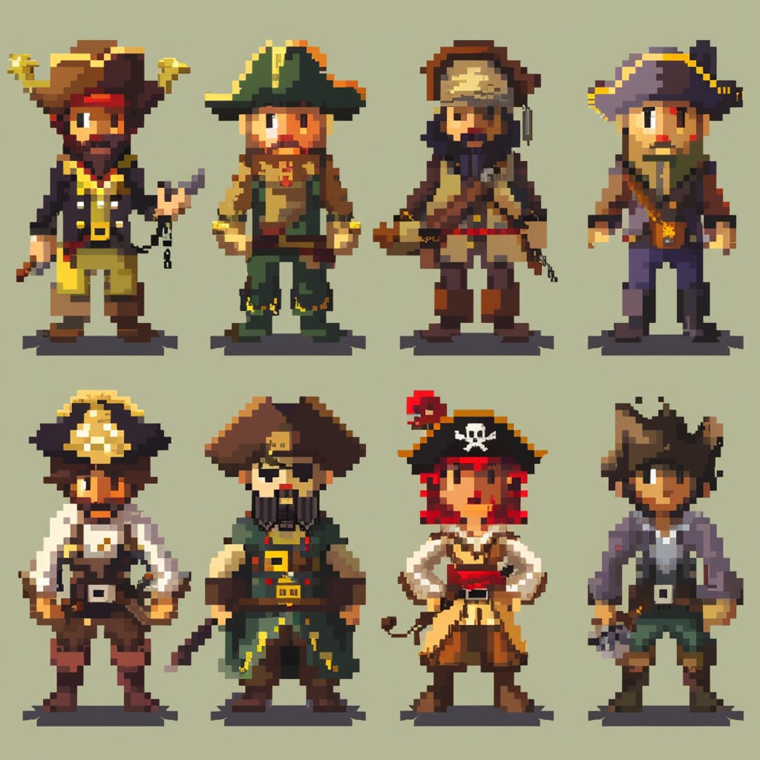 Simple Pixel Video Game Illustration Sets, 4 Midjourney V6 Prompt ...