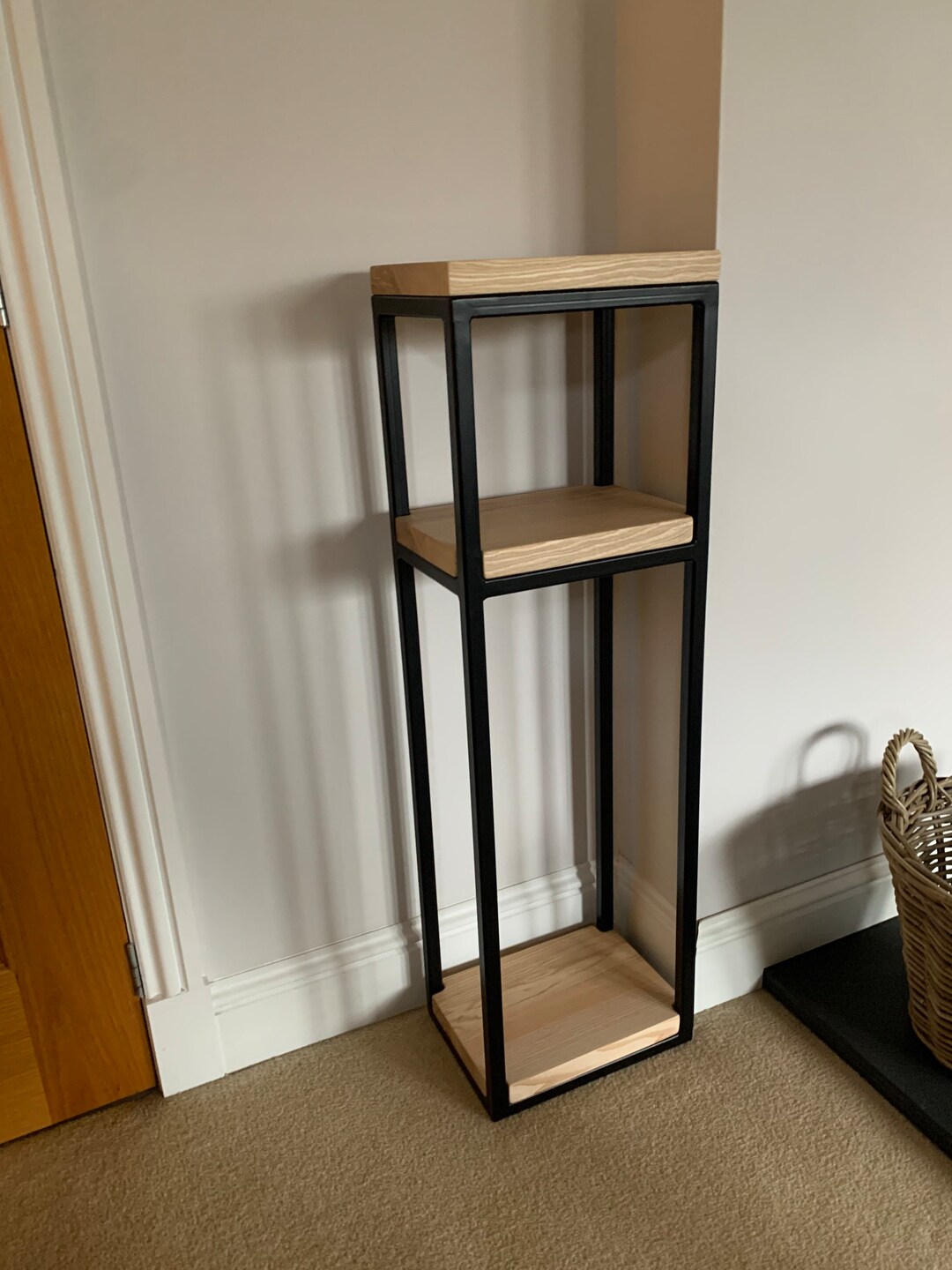 Solid Ash Log Storage Kindling Rack for Log Burner With Handmade Steel ...