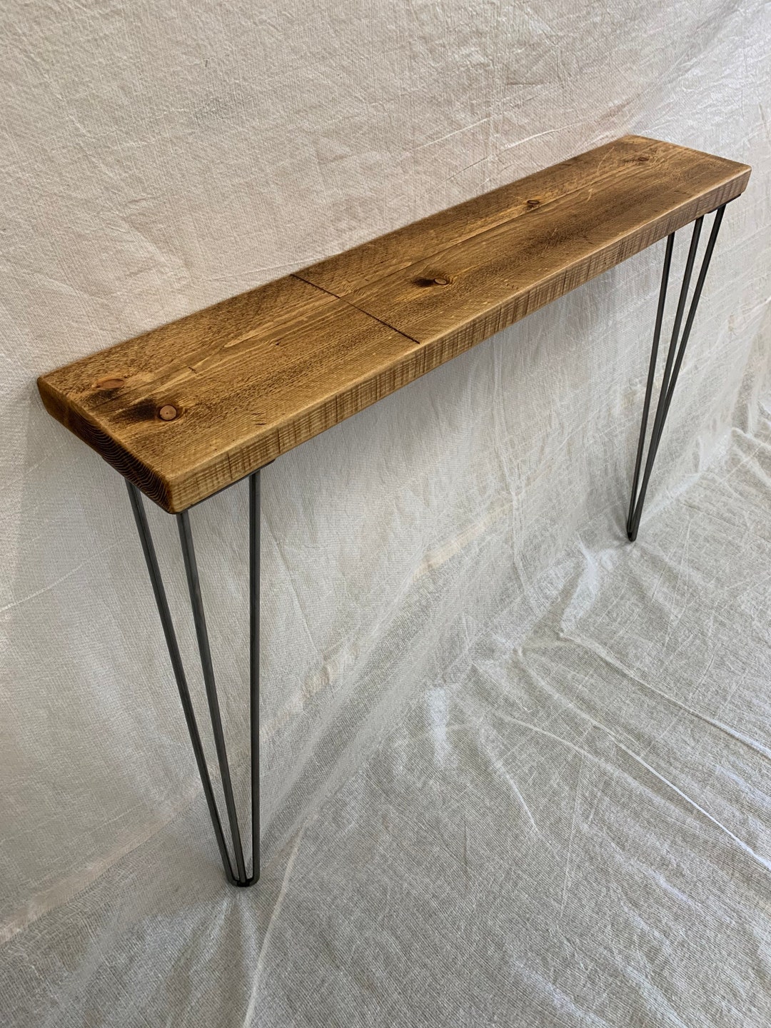 Narrow Rustic Console Table With Hairpin Legs, Wooden Characterful ...