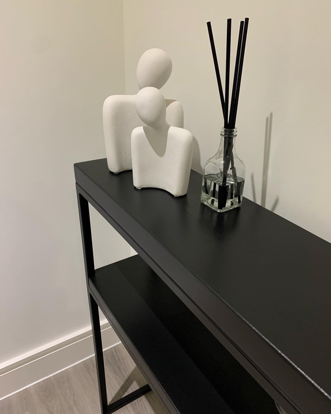 All Black Double Shelf Console Table Handmade Black Steel - Etsy UK