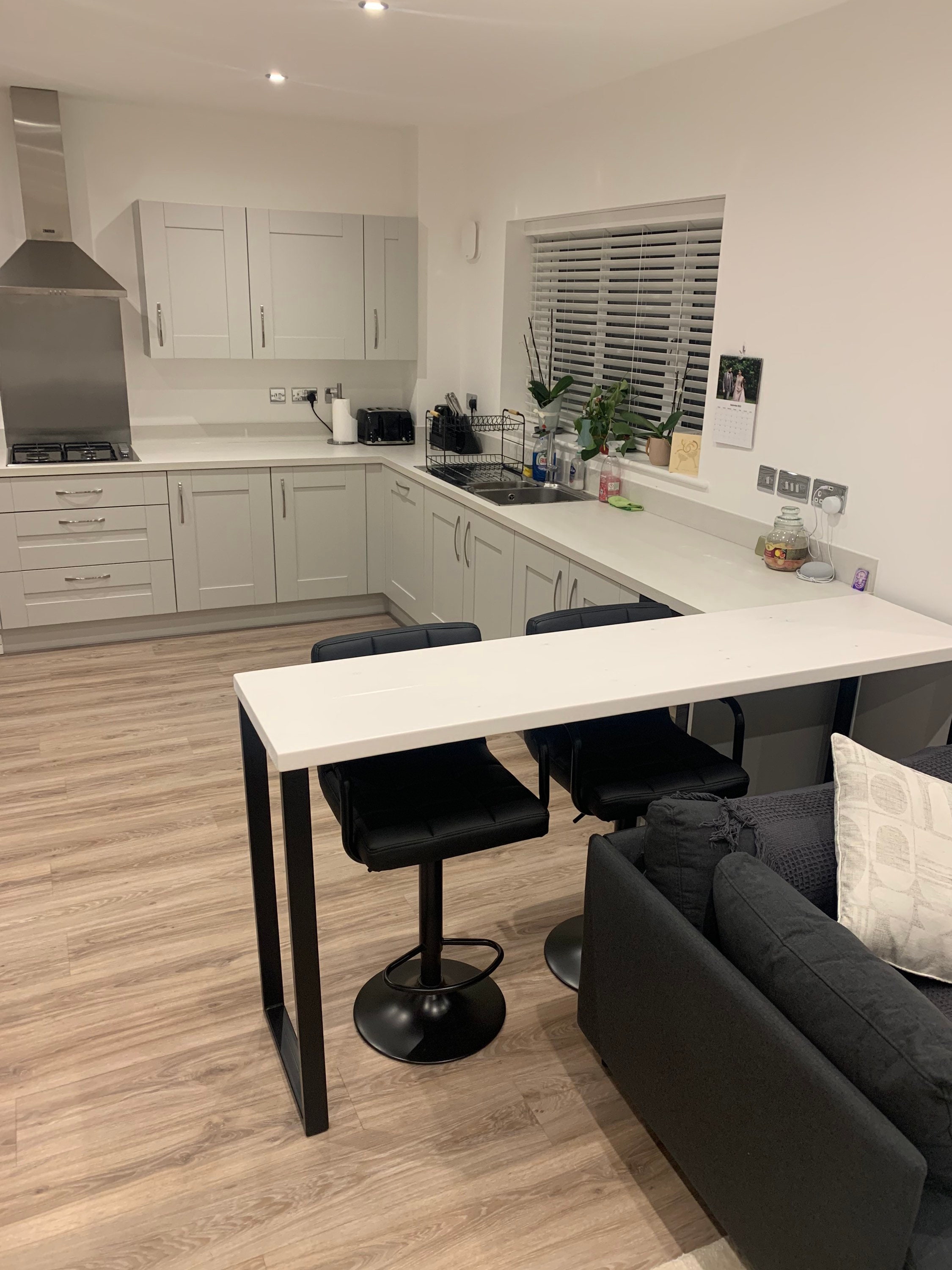 Grey Stone Breakfast Bar, Kitchen Table, Kitchen Worktop Table With ...