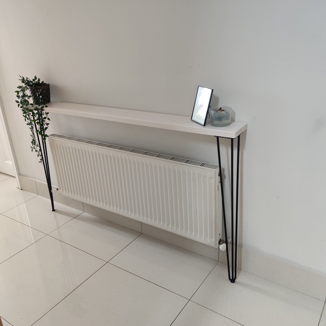 White Console Table Hallway Table Radiator Shelf Rustic - Etsy UK