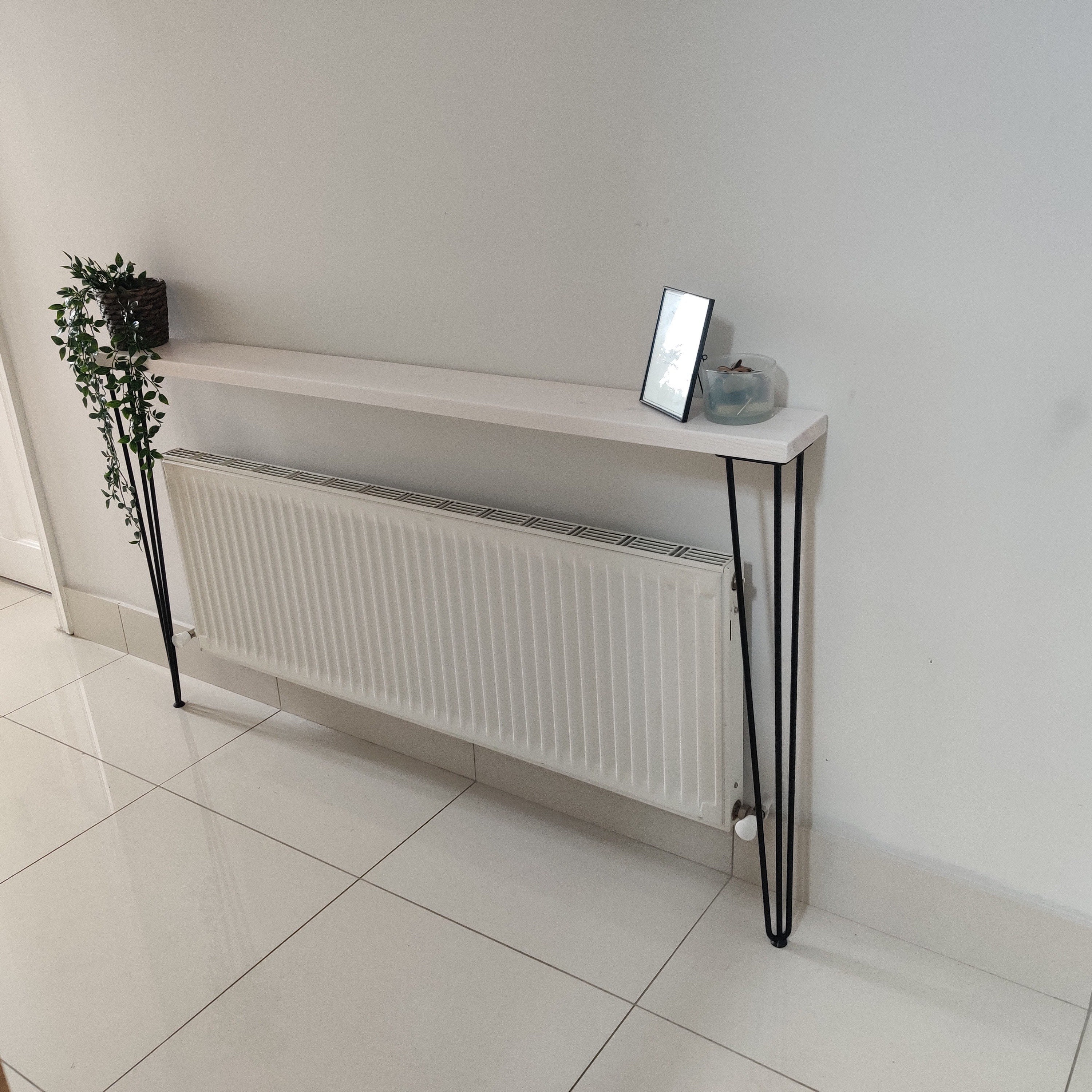 White Console Table Hallway Table Radiator Shelf Rustic - Etsy