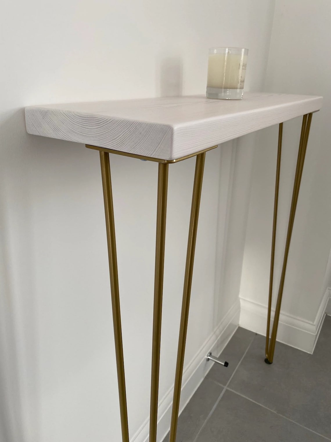 White Console Table Hallway Table Radiator Shelf Rustic - Etsy