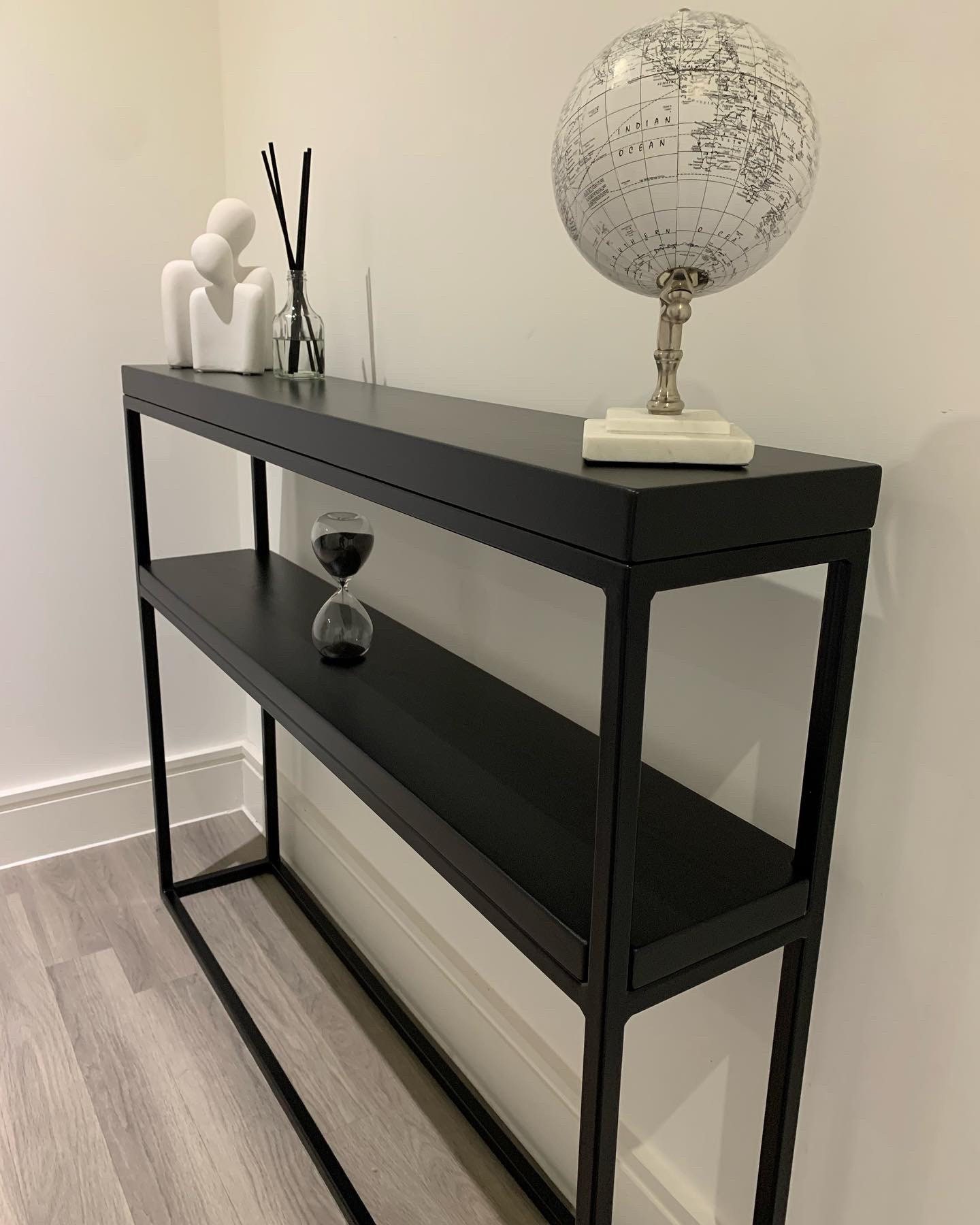 All Black Double Shelf Console Table Handmade Black Steel - Etsy UK
