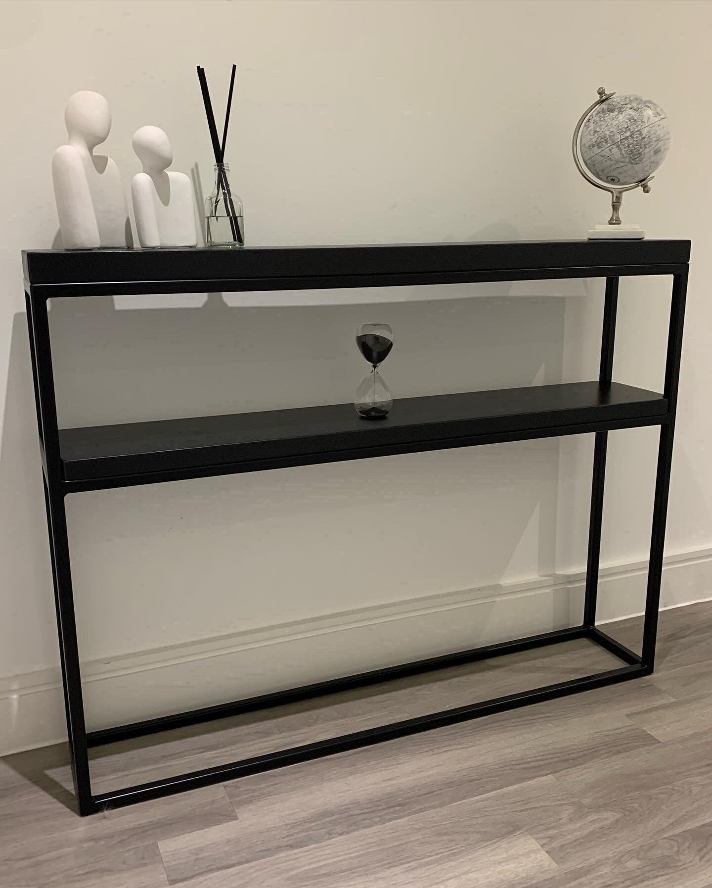 All Black Double Shelf Console Table Handmade Black Steel - Etsy UK