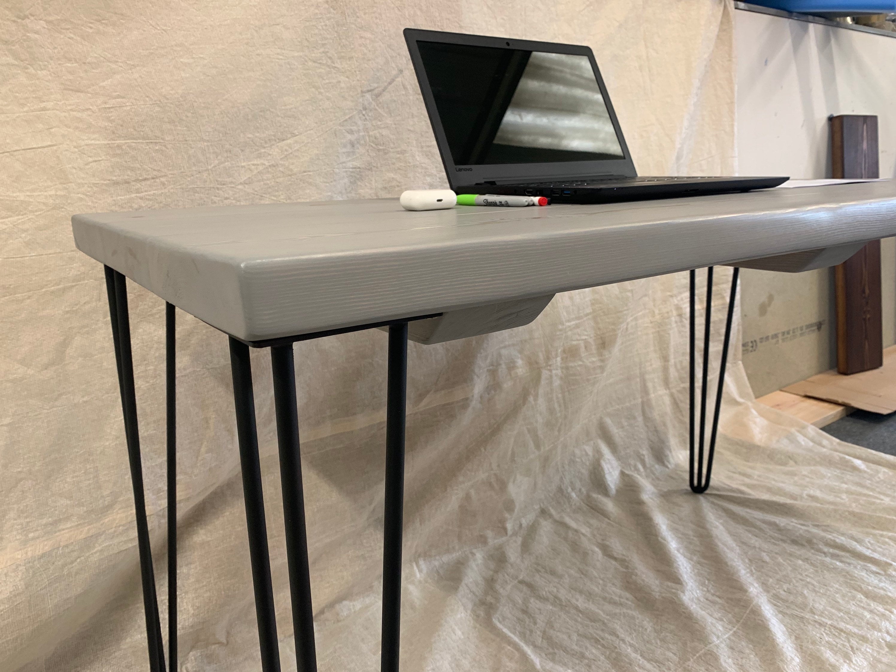 Rustic Office Desk Industrial Steel Hairpin Legs Grey Desk - Etsy