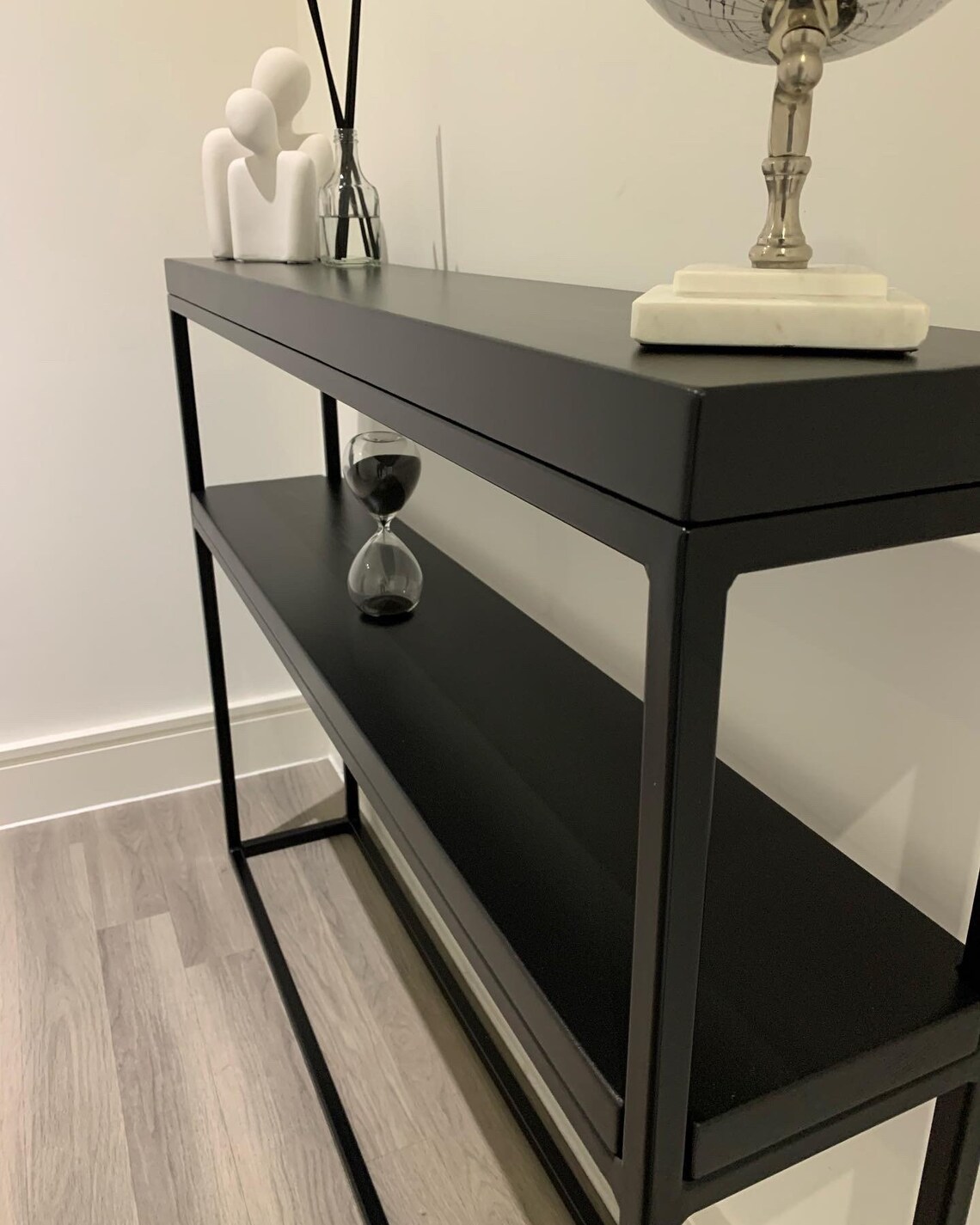 All Black Double Shelf Console Table Handmade Black Steel - Etsy UK