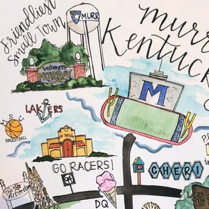 Murray, KY Map Stickers, Kentucky Sticker, Map Sticker, Iconic Murray ...