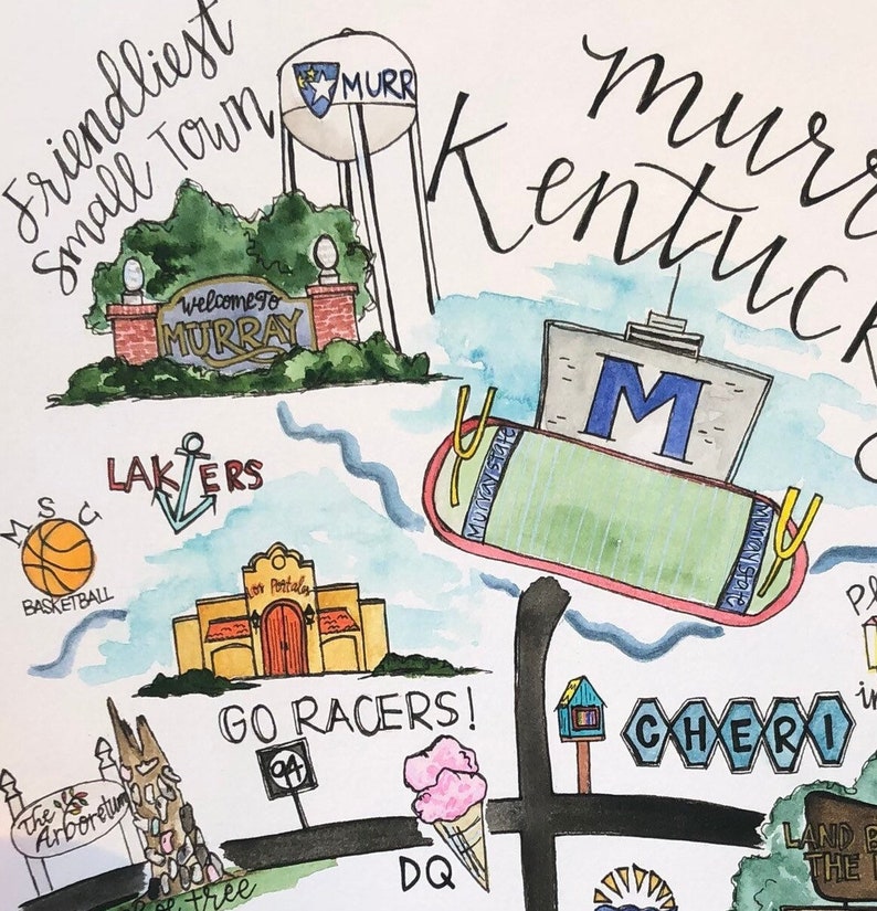 Murray KY Map Stickers Kentucky Sticker Map Sticker Iconic - Etsy