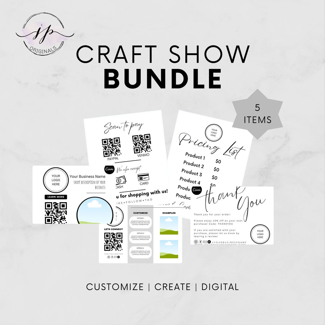 Craft Show Bundle Display, Small Business Marketing Template,price List ...