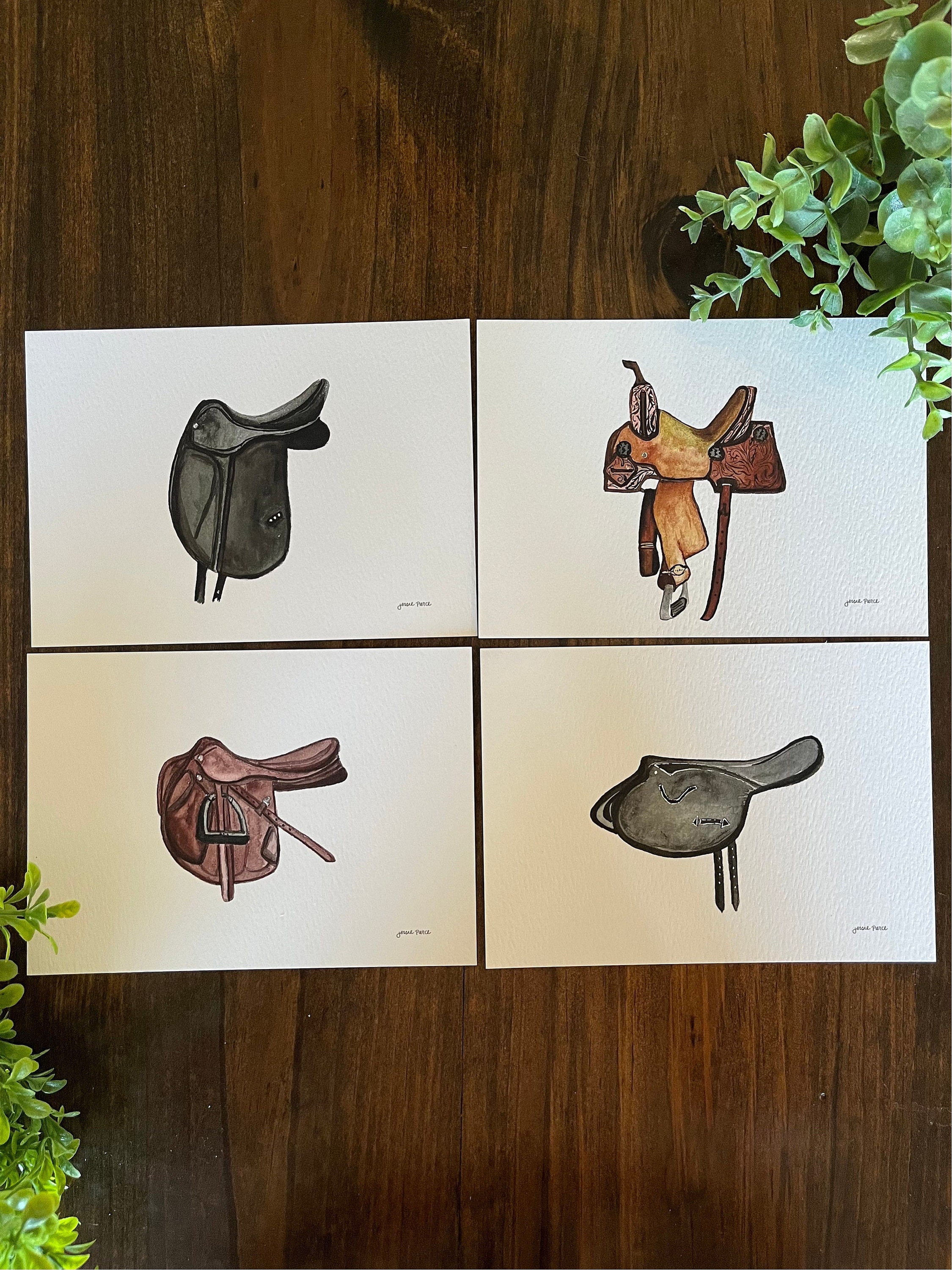 Saddle Collection Watercolor Painting, Horse Art Print, Derby Painting ...
