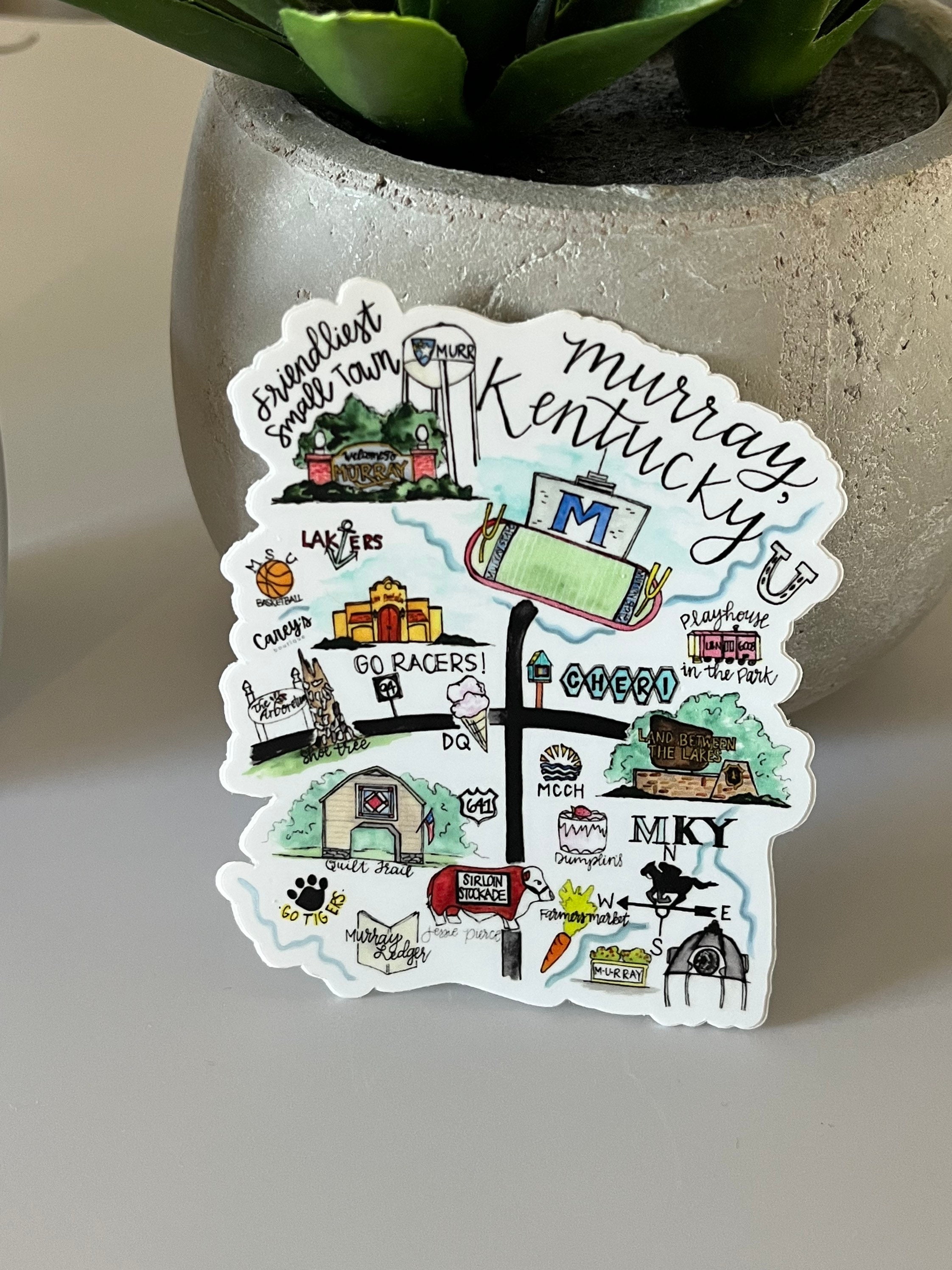 Murray KY Map Stickers Kentucky Sticker Map Sticker Iconic - Etsy