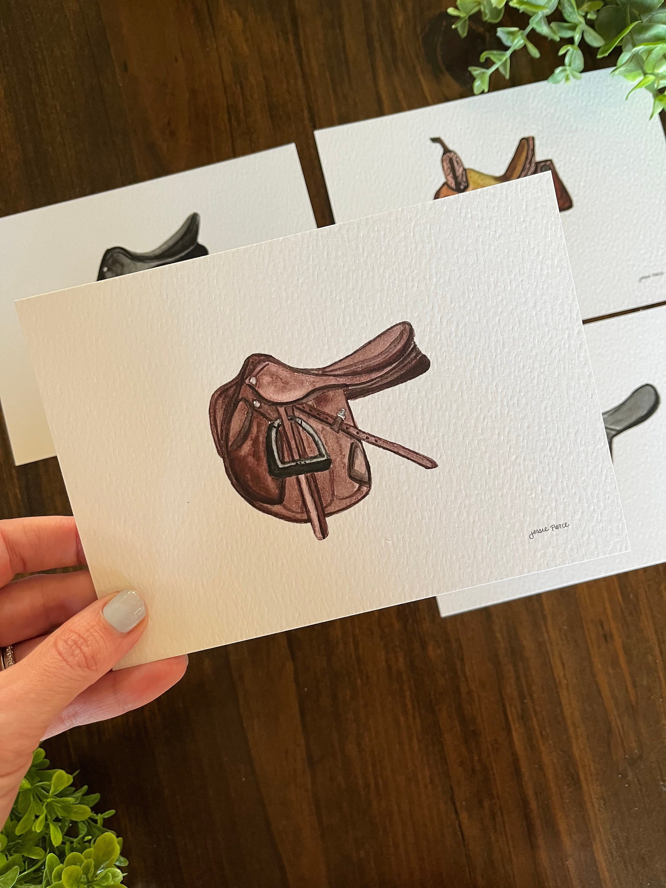Saddle Collection Watercolor Painting, Horse Art Print, Derby Painting ...