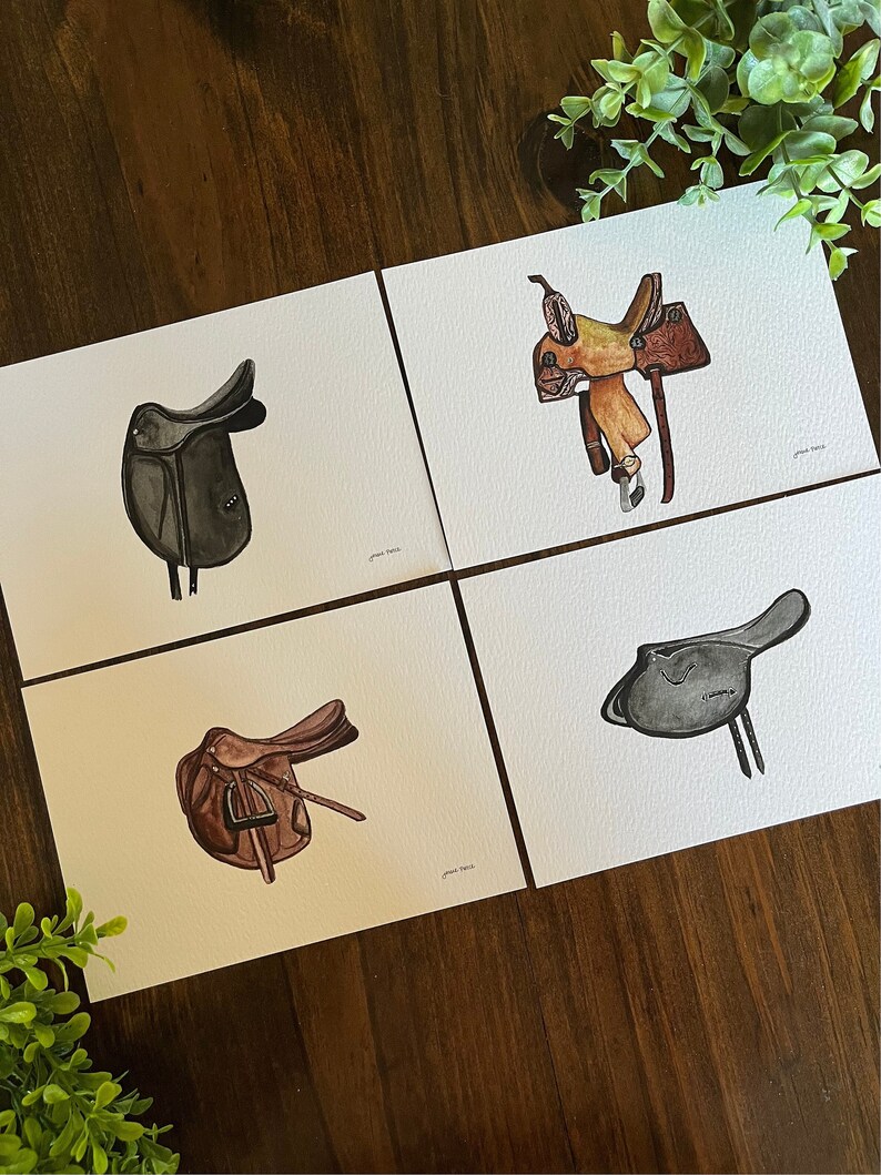 Saddle Collection Watercolor Painting, Horse Art Print, Derby Painting ...