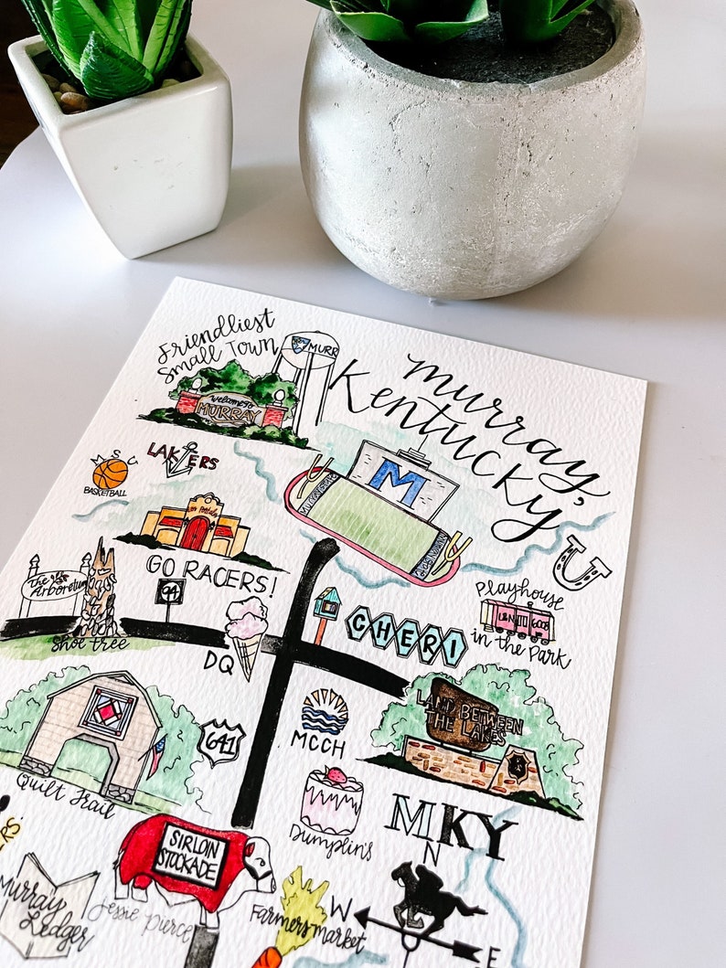 Murray, KY Map Print, Murray Kentucky Print, Kentucky Wall Art ...