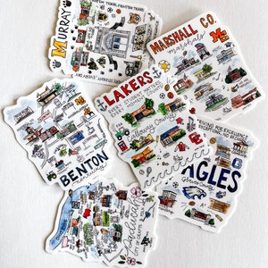 Benton KY Stickers, Doodle Map Sticker, West Ky Sticker, Kentucky ...