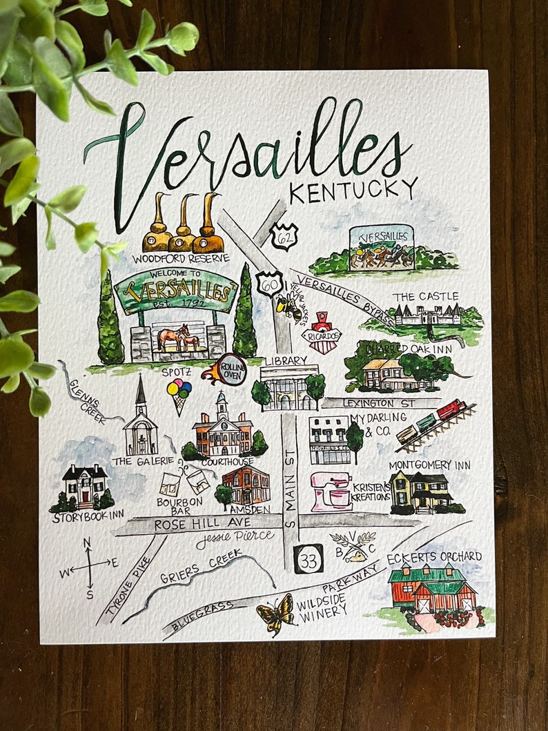 Versailles, KY Map Print, Kentucky Print, Kentucky Wall Art ...