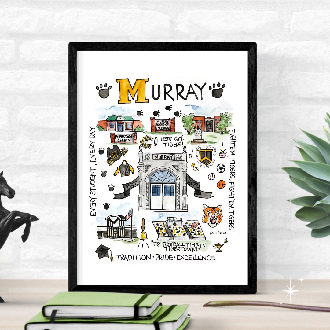 Murray School Print, Murray, KY Print, Murray Kentucky Print, Kentucky ...