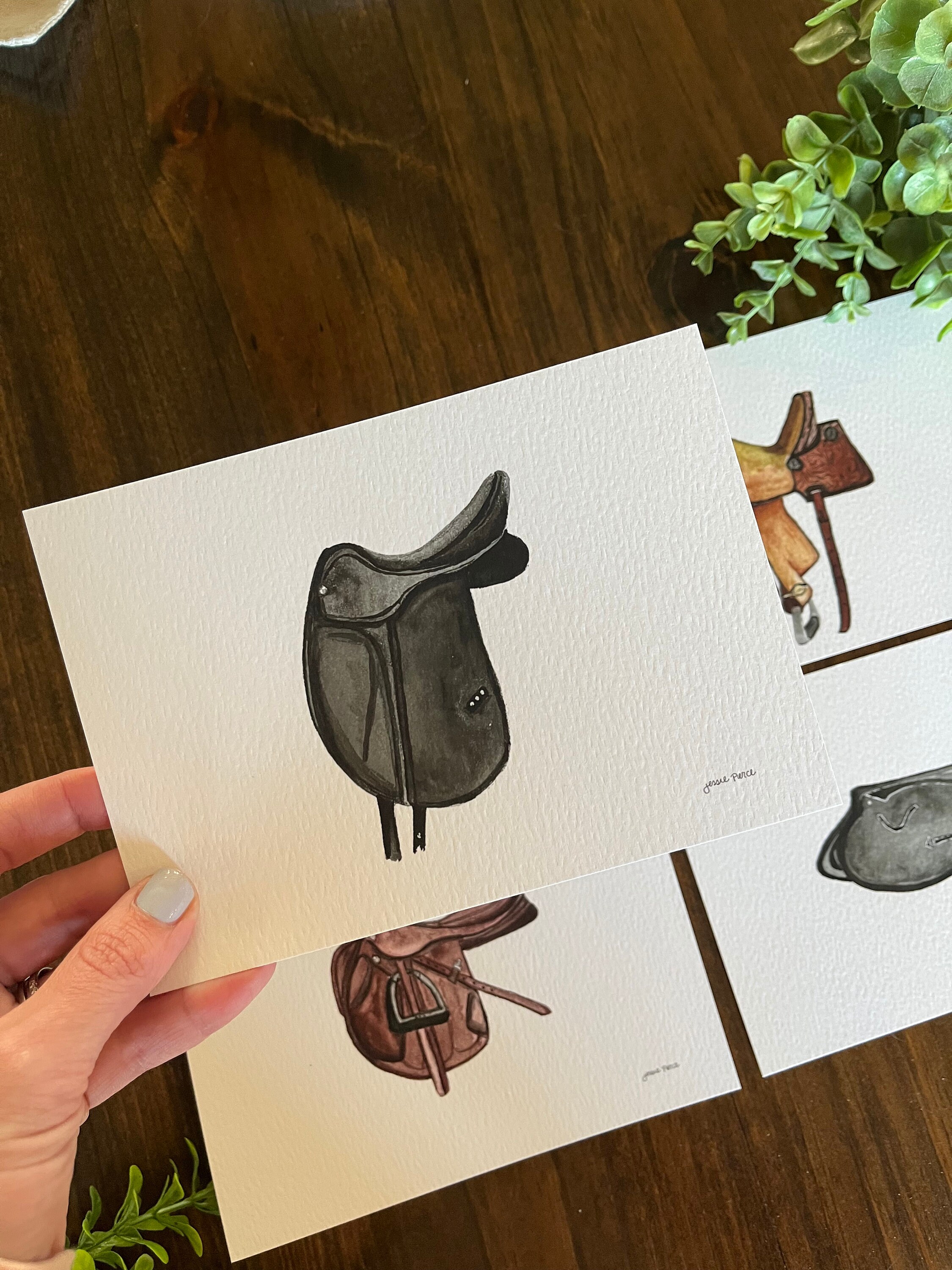 Saddle Collection Watercolor Painting, Horse Art Print, Derby Painting ...