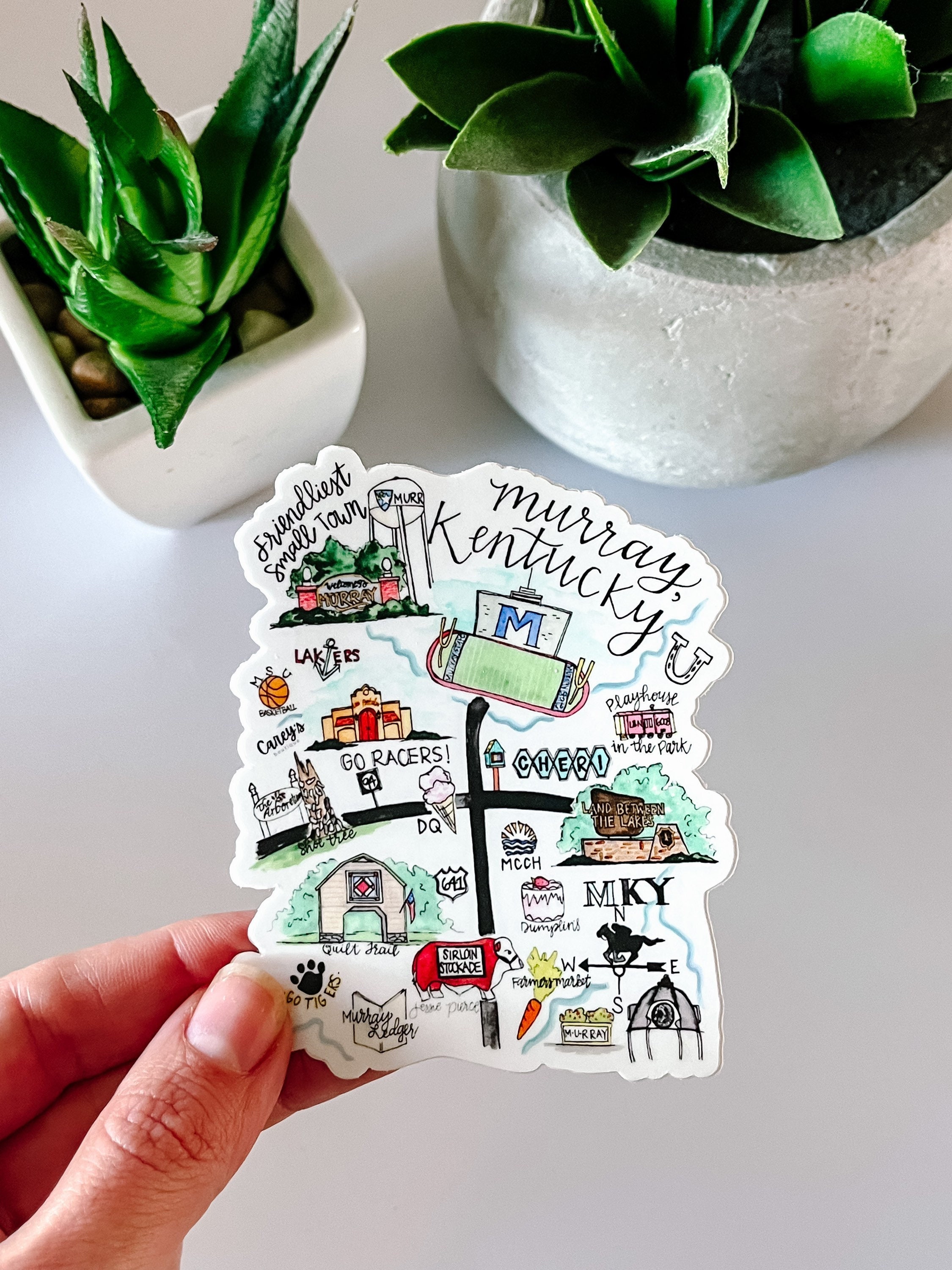 Murray KY Map Stickers Kentucky Sticker Map Sticker Iconic - Etsy