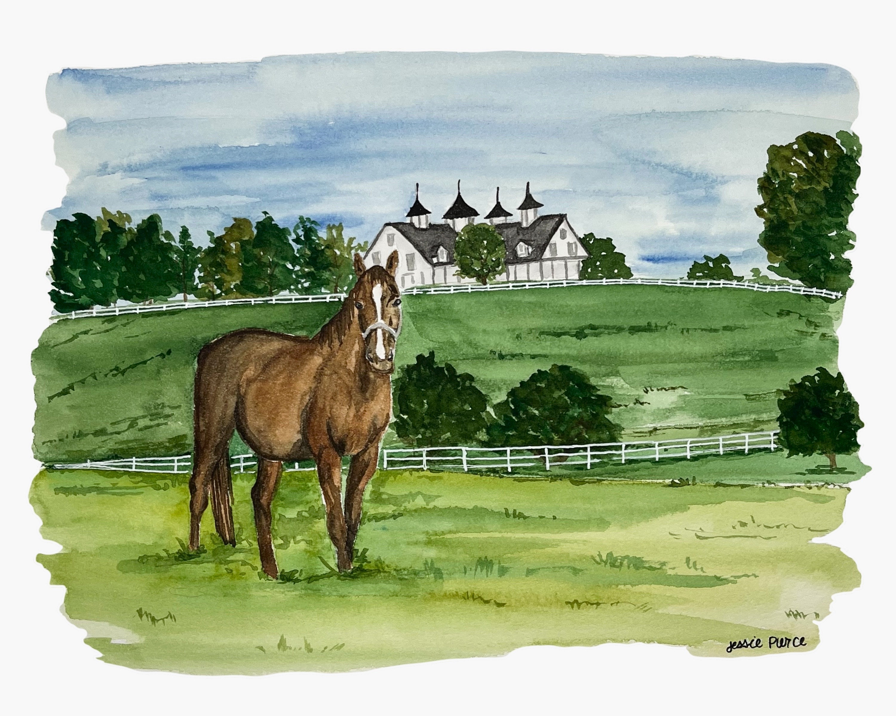 Kentucky Horse Art Print, Lexington KY Art Print, Watercolor KY Art ...