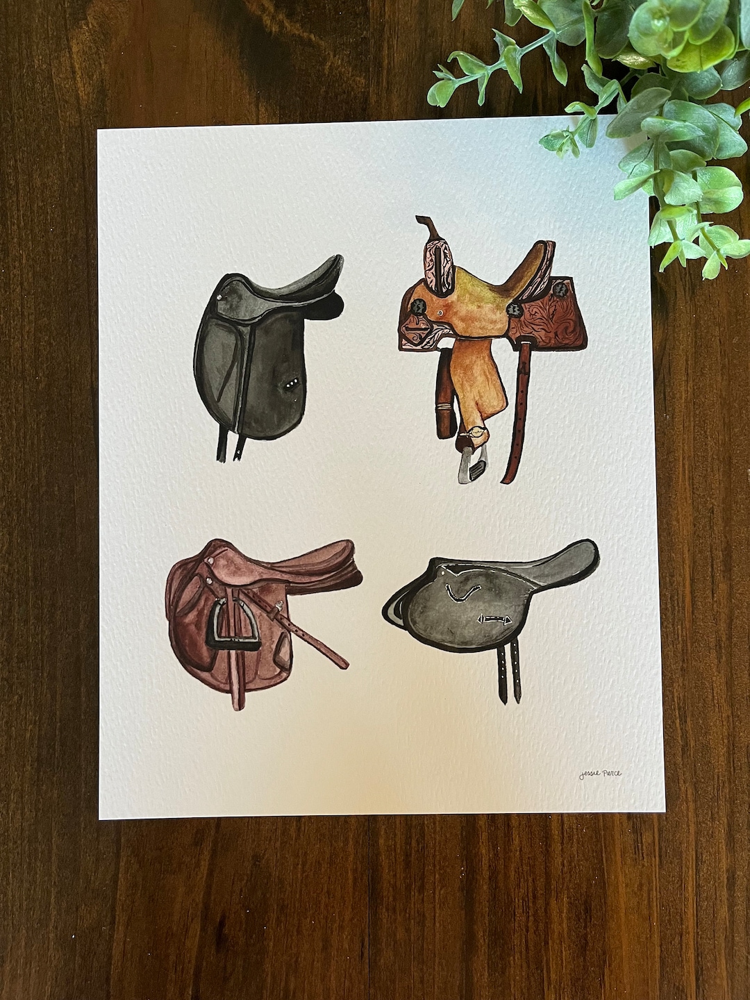 Saddle Collection Watercolor Painting, Horse Art Print, Derby Painting ...