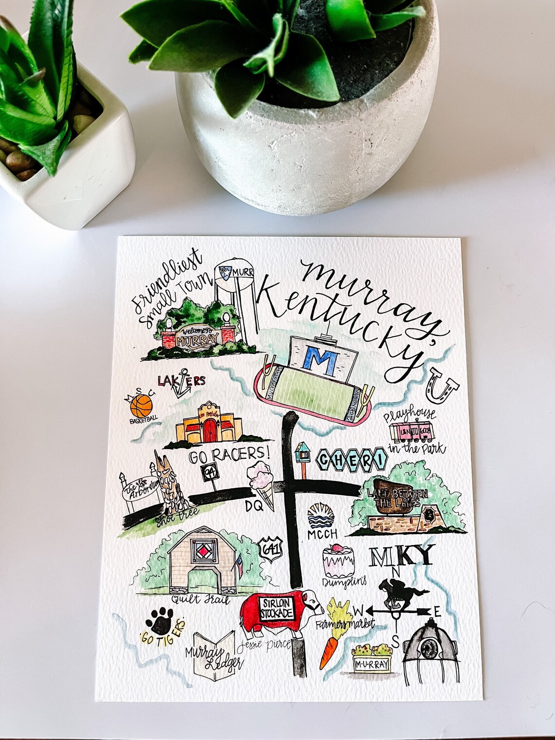 Murray, KY Map Print, Murray Kentucky Print, Kentucky Wall Art ...