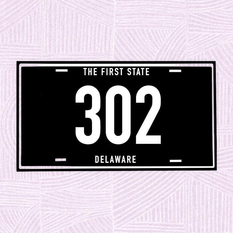 Delaware 302 SVG Area Code Black Tag License Plate State File DE ...