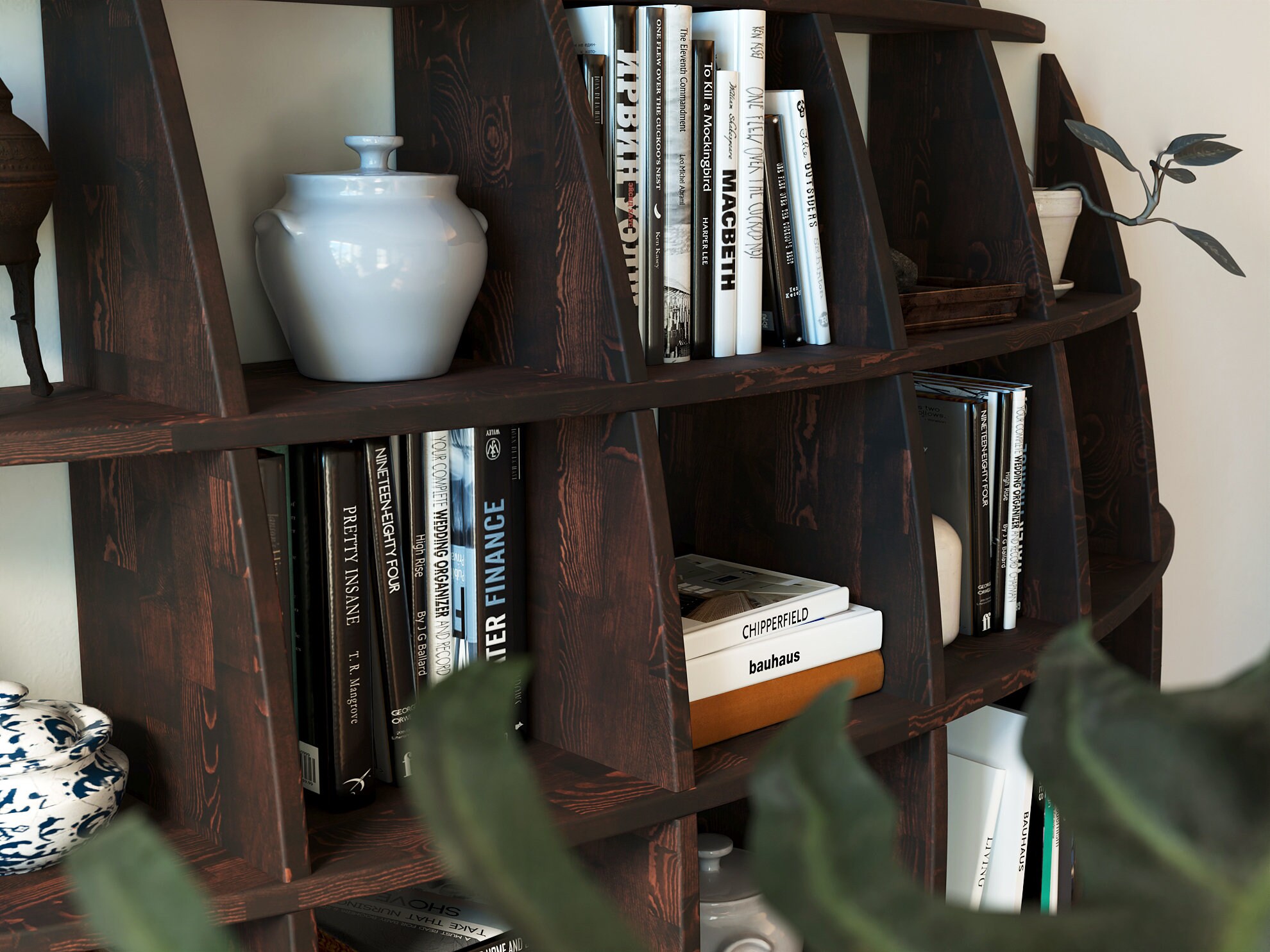 Geometric Wall Shelf, Hanging Bookcase, Large Sphere Solid Wood ...