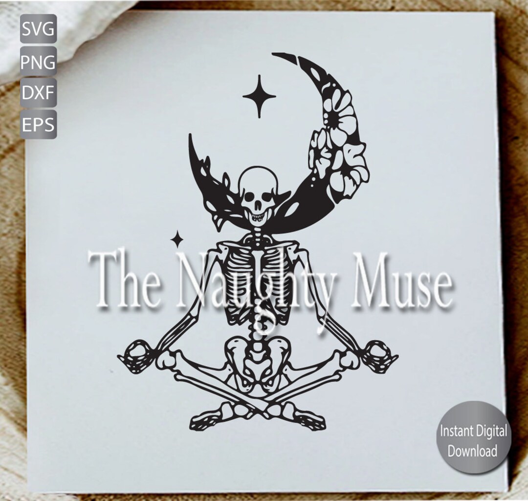 Halloween Floral Moon Skeleton , SVG, PNG, EPS, Jpg, Dxf, Skull Art ...