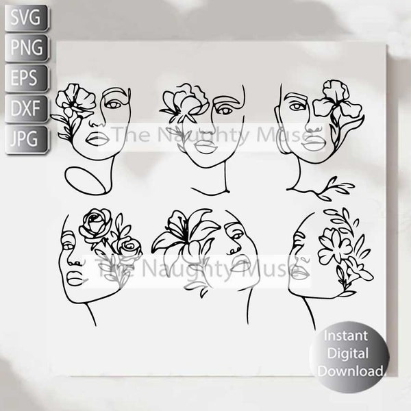 Line Art Woman Svg - Etsy