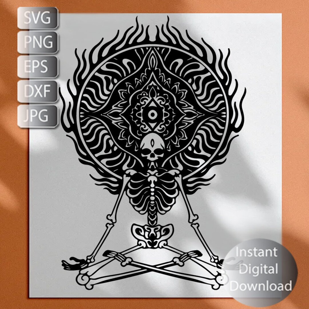 Yogi/yoga Skeleton Svg/ Yoga Pose Art , Svg, Png, Eps, Jpg , Dxf ...