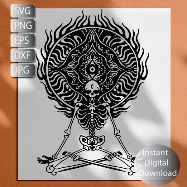 Skeleton Yoga Svg - Etsy
