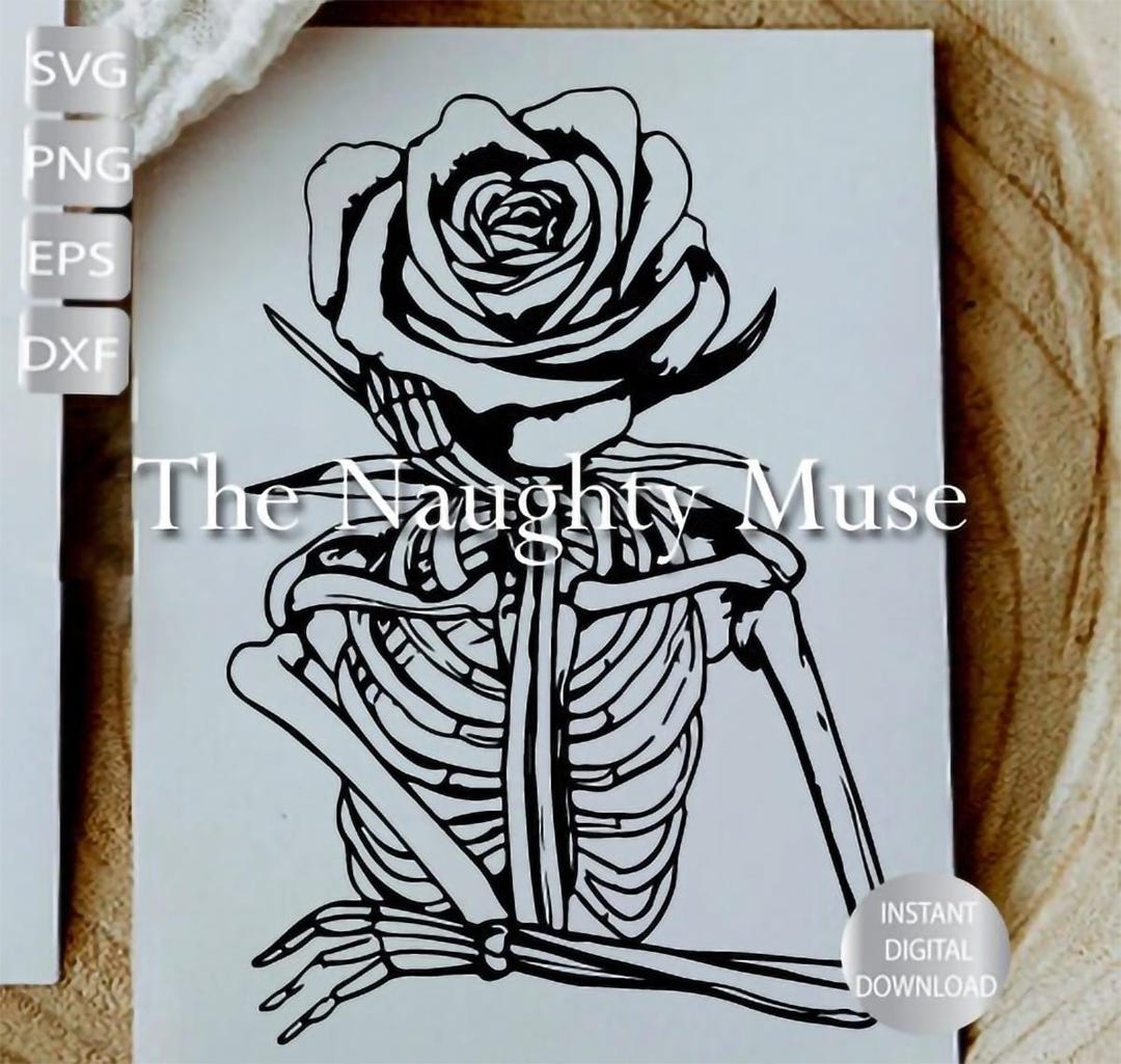 Rose Head Skeleton Torso, SVG, PNG, EPS, Jpg, Dxf, Skull Art ...