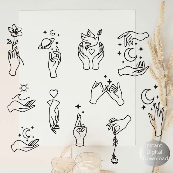 Boho Hands Mystical Svg Bundle Svg Hands Line Art Svg Eye - Etsy