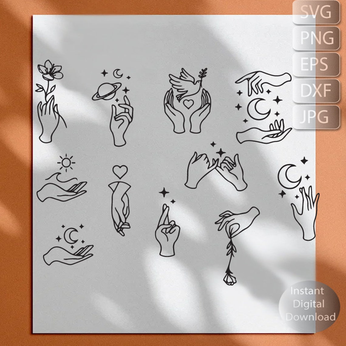 Boho Hands Mystical Svg Bundle Svg Hands Line Art Svg Eye - Etsy UK