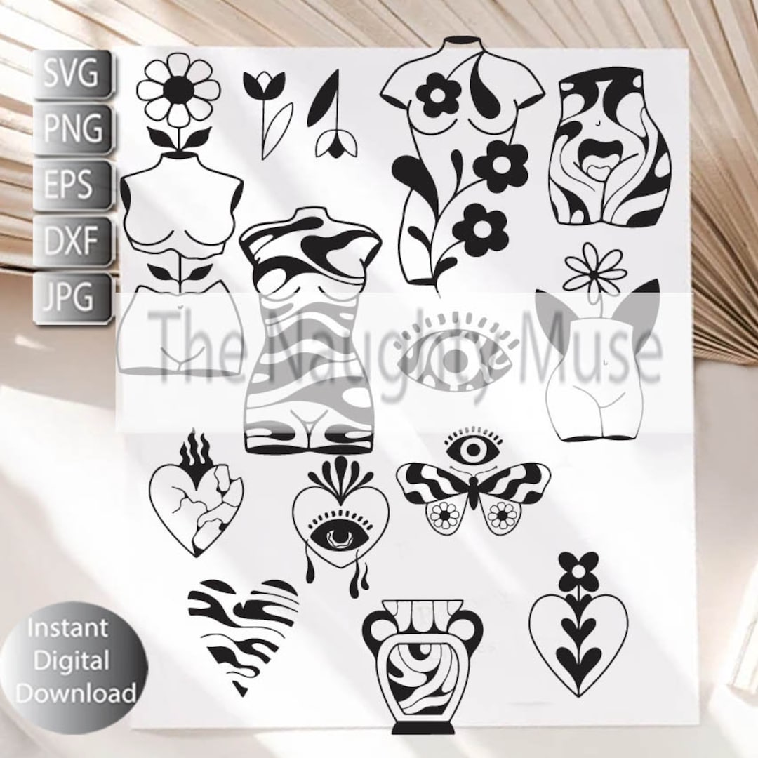 Boho Abstract Art Bundle Svg, Png, Dxf, Jpg, Eps, Boho Minimalist Art ...