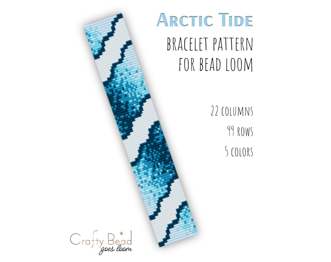Blue Ocean Wave Bracelet Pattern, Loom or Square Stitch (PDF Download ...