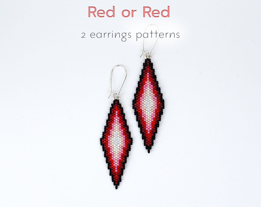 2 Peyote Stitch Patterns for a Kite-shaped Beaded Earrings in Intense ...