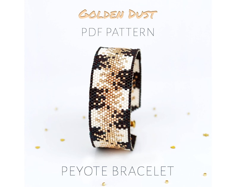 Gold & Bold Geometric Peyote Cuff Pattern, Modern Abstract Square ...
