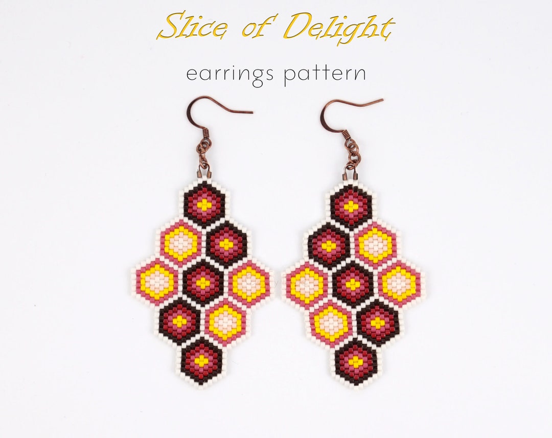 Beading Pattern for Miyuki Earrings With Organic Form of Honeycomb in ...