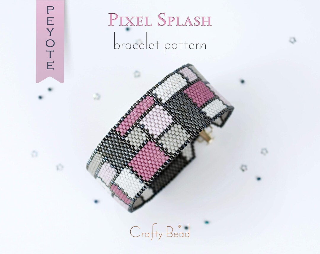 Pixel Art Peyote Pattern for a Mosaic Cuff, Color Block Beadwork Chart ...