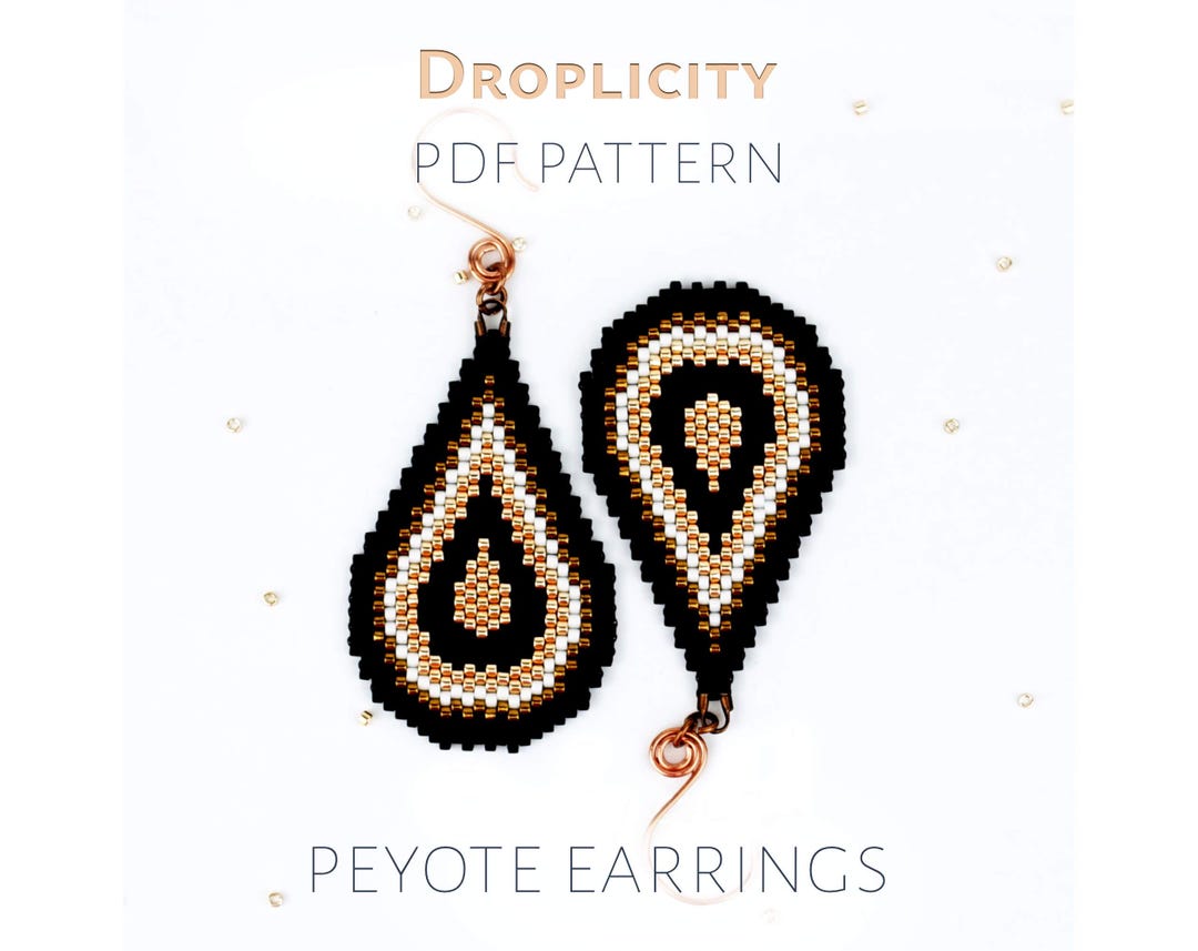 Art Deco Teardrop Earrings Pattern, Beadweaving Project (PDF Pattern ...
