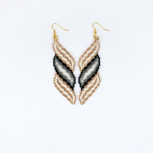 Beading Pattern for Delica Earrings With Shiny Gold, White and Black ...