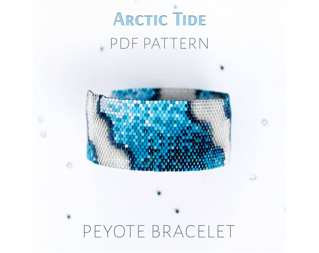 Ocean Wave Peyote Pattern for Arctic Blue Cuff, Icy Ombre Beadweaving ...
