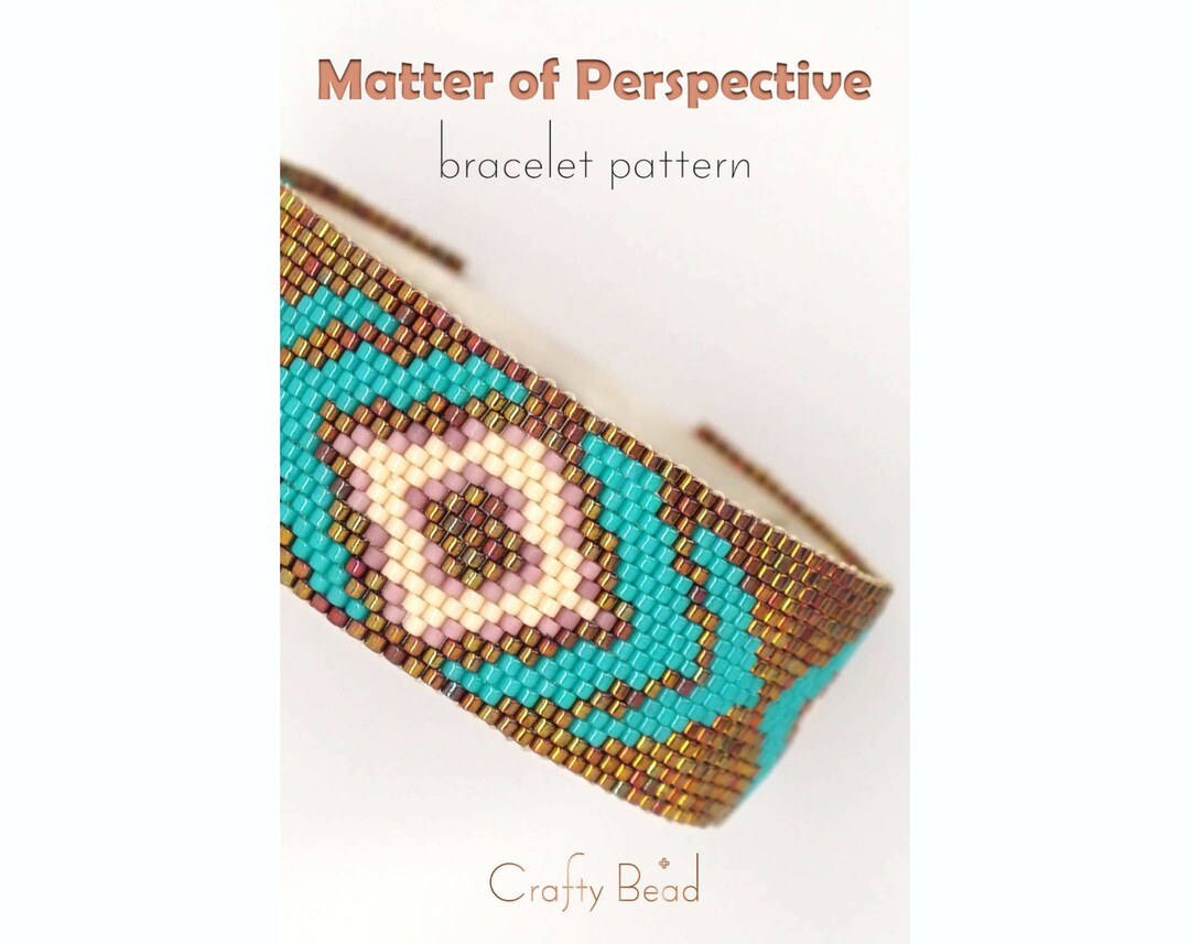 Delica Pattern for Ethnic Bracelet Design. Copper and Turquoise Colors ...