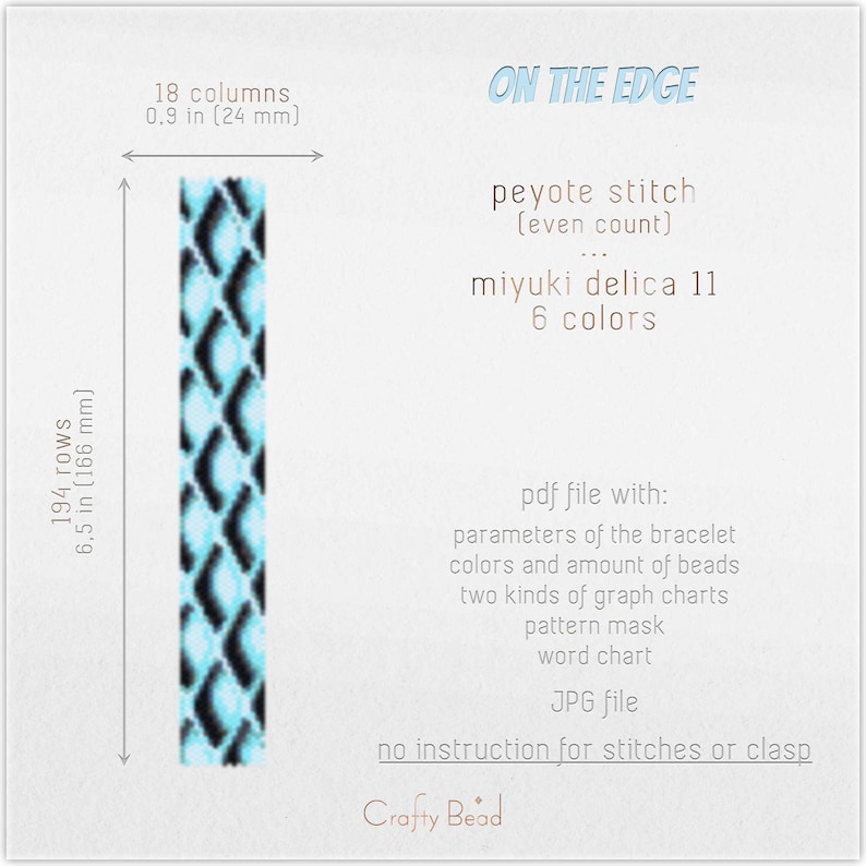 Blue Shades Peyote Bracelet Pattern - Geometric Diamond-shaped Beading ...