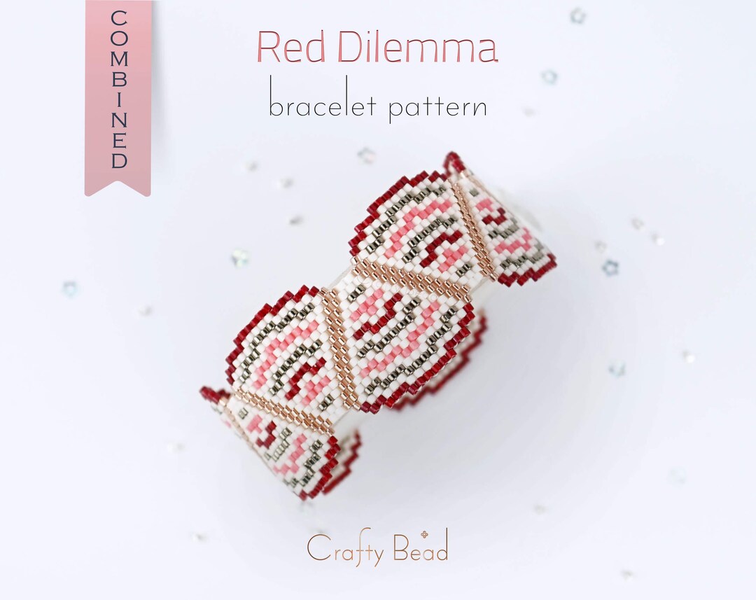 Bead Pattern for Hand-stitched Bracelet With Textured, Colorful Red ...